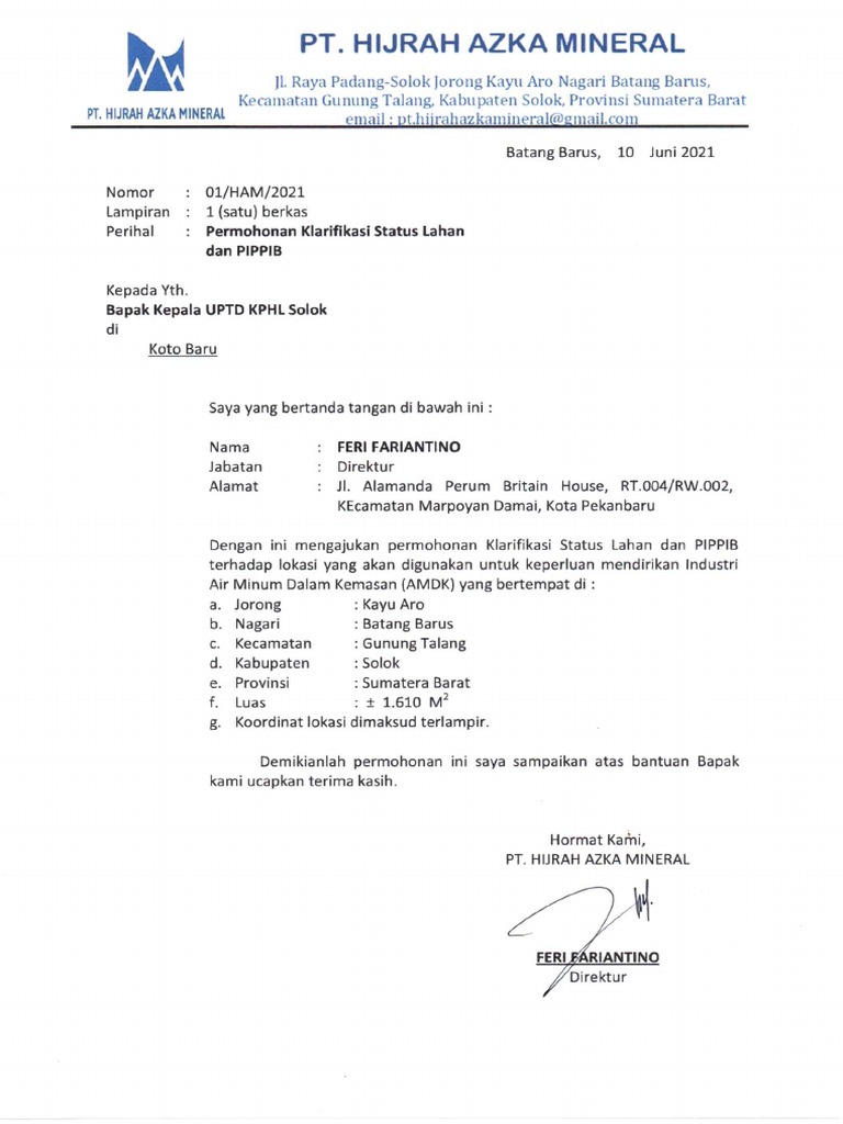 Blanko Surat Permohonan Klarifikasi | PDF