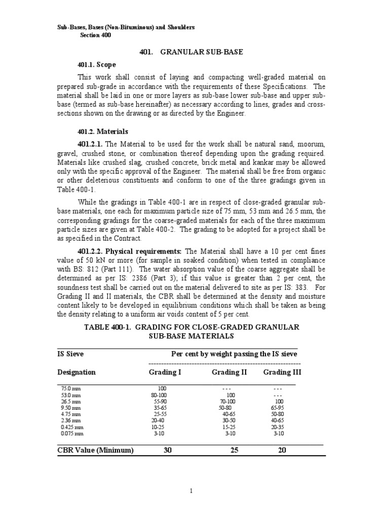 4sec.400 (Sub-Bases, Bases) | PDF | Construction Aggregate | Road Surface