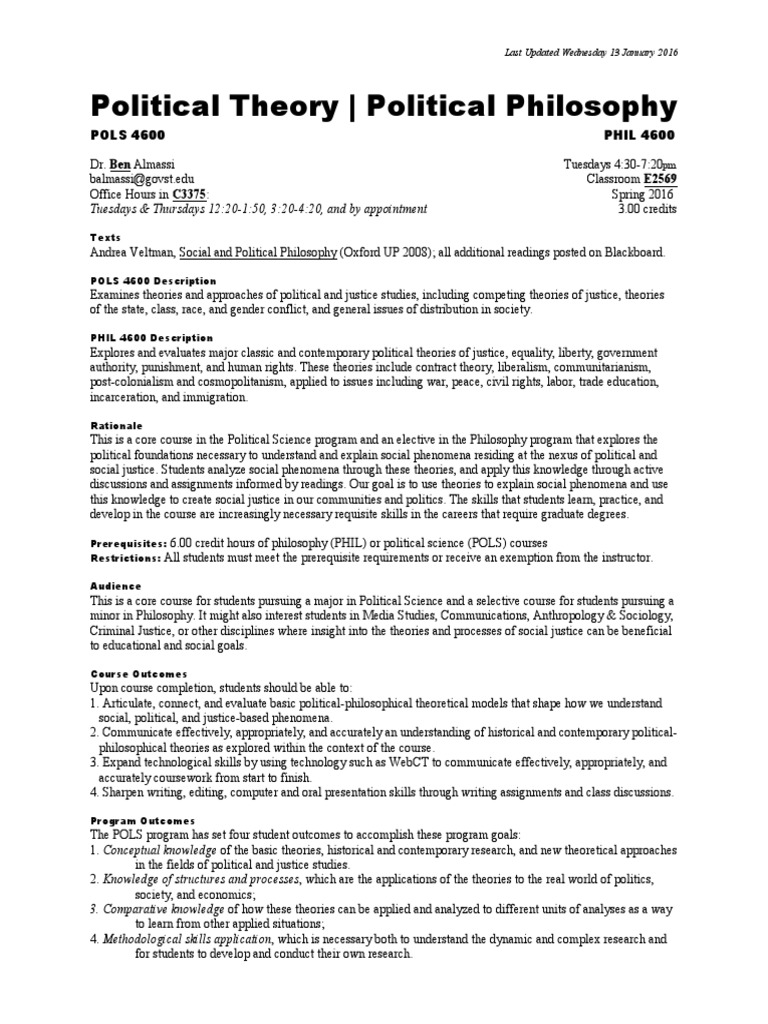 Political Philosophy Political Theory | PDF | Social Contract | Theory