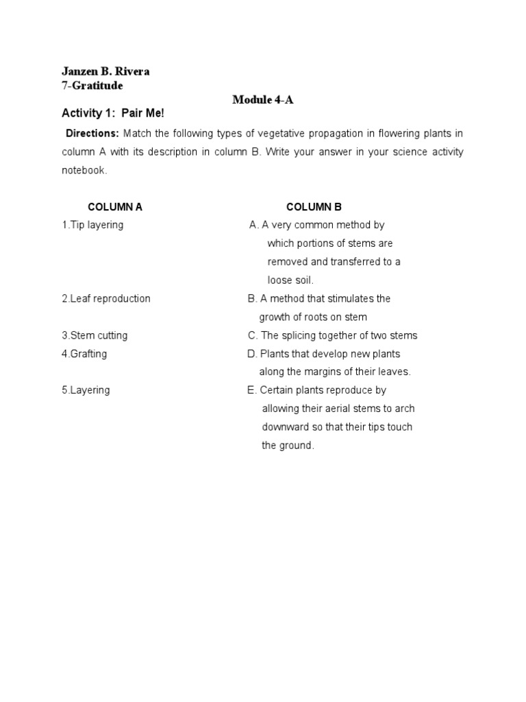 Science Module 4A-C | PDF | Reproduction | Plants