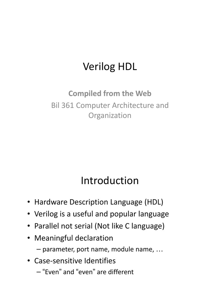 Verilog HDL | PDF | Hardware Description Language | Areas Of Computer Science
