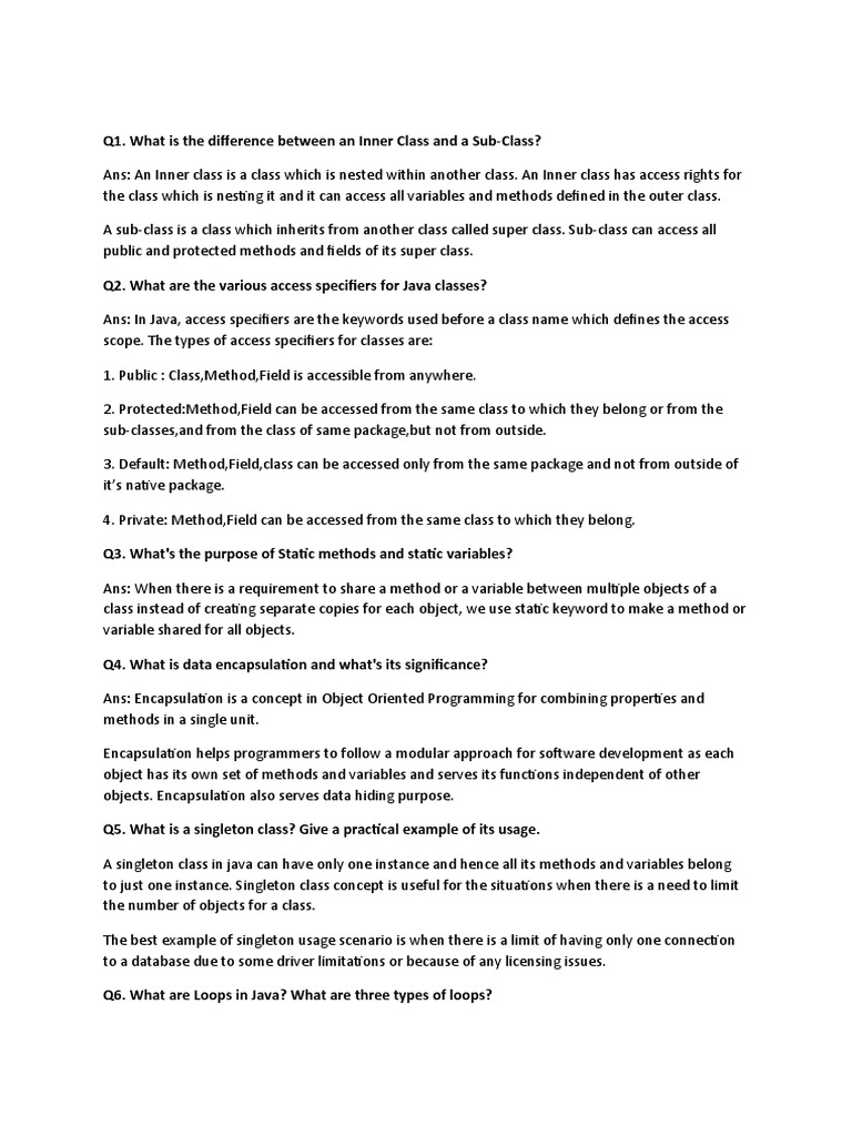 Java Questions | PDF | Method (Computer Programming) | Class (Computer Programming)