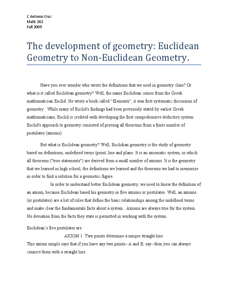 The Development of Geometry: Euclidean Geometry To Non-Euclidean ...