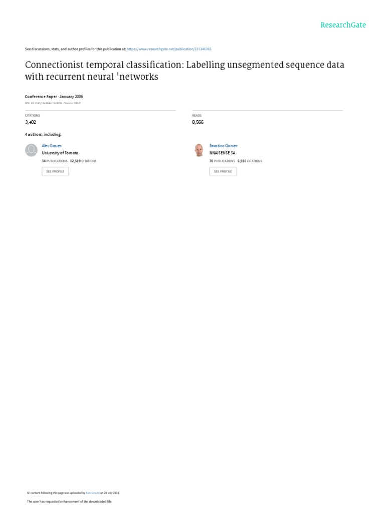 Connectionist Temporal Classification Labelling Un | PDF | Artificial Neural Network | Learning