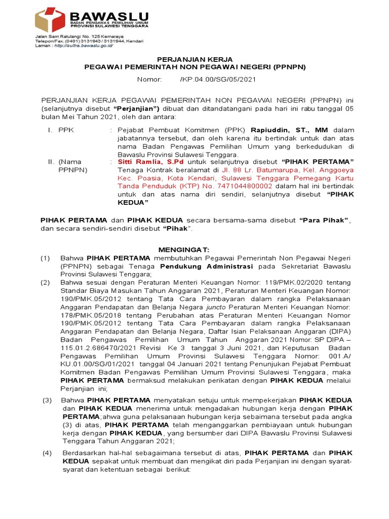 Adendum SPK Staf Teknis | PDF