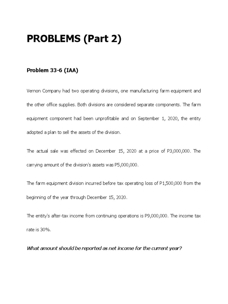 Part 2 - Problems | PDF | Income Statement | Income