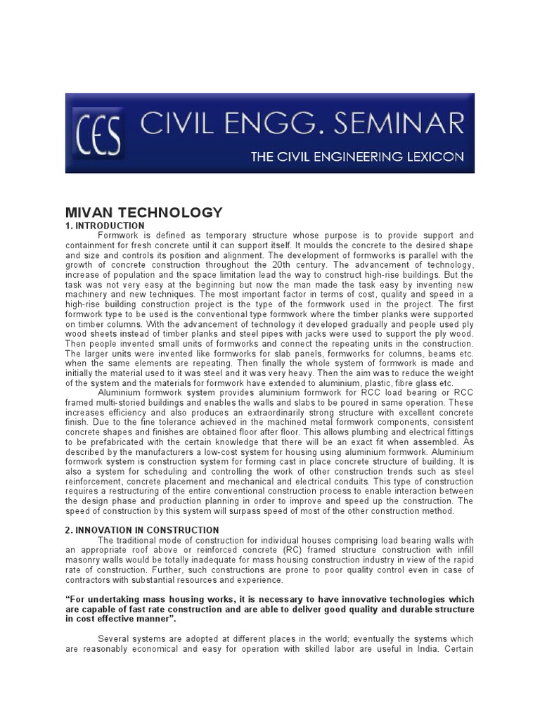 Mivan Technology | PDF | Concrete | Precast Concrete