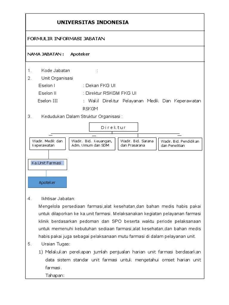 Anjab Fkgui Apoteker | PDF