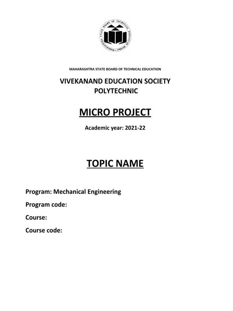 Microproject Format | PDF | Data | Vocational Education