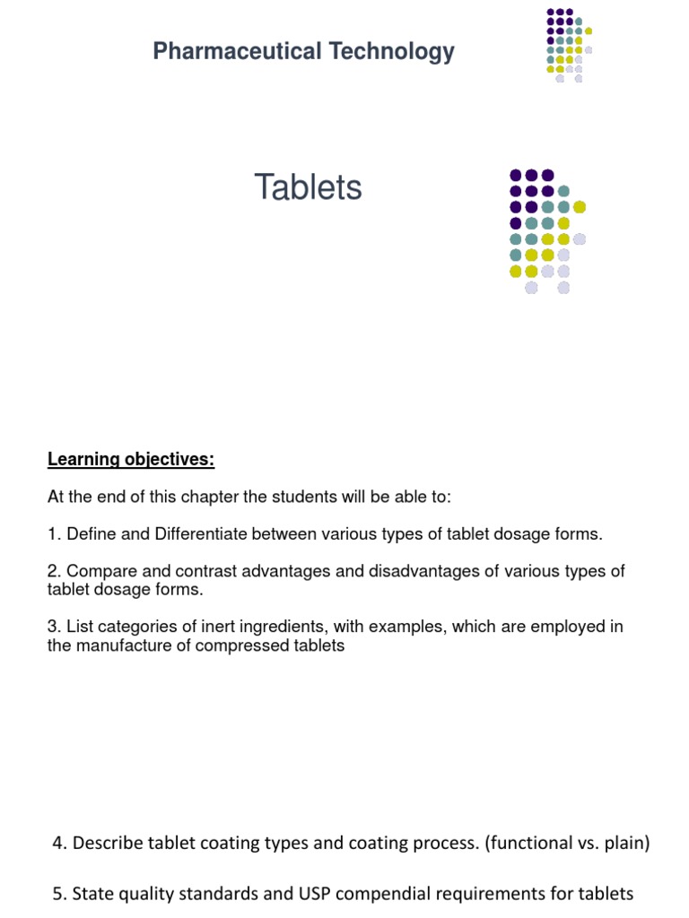 Tablets Part 1 - Merged | PDF | Tablet (Pharmacy) | Pharmaceutical ...