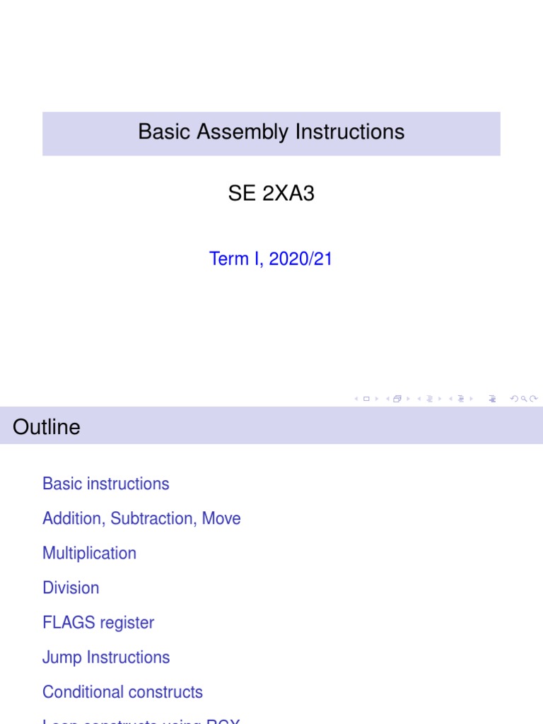 Basic x86 Assembly Instructions | PDF | Control Flow | Integer ...