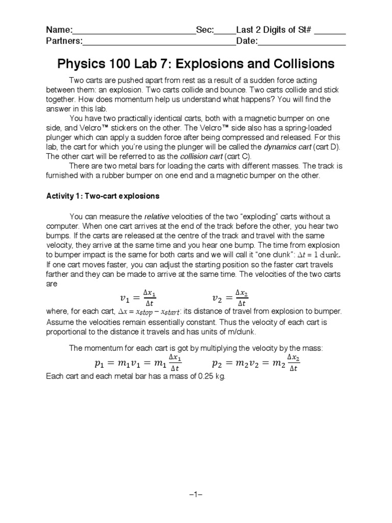 7 Explosions and Collisions | PDF | Collision | Momentum