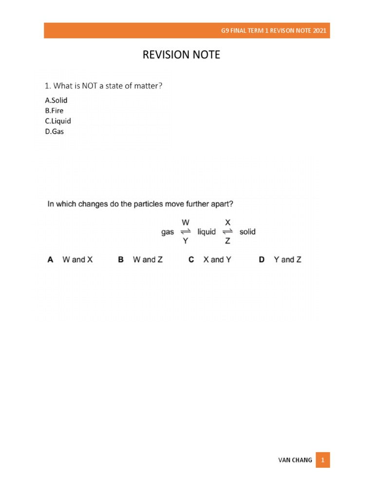 G9 Term 1 Revision Notes 2021 | PDF