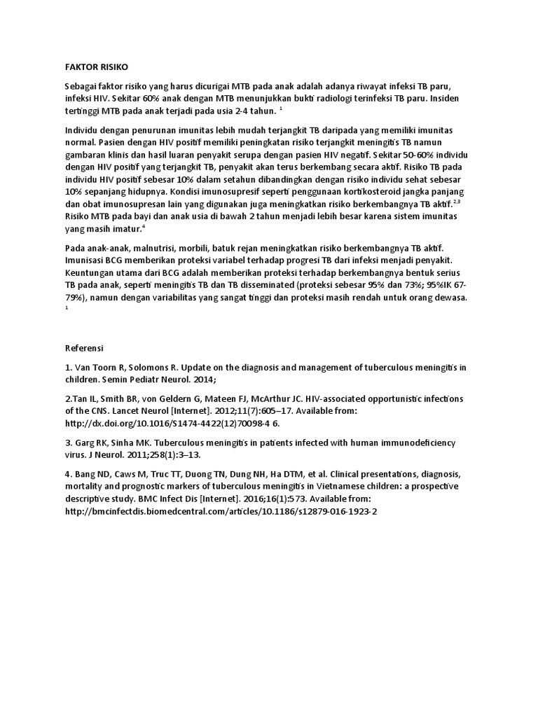 FAKTOR RISIKO Meningitis TB | PDF