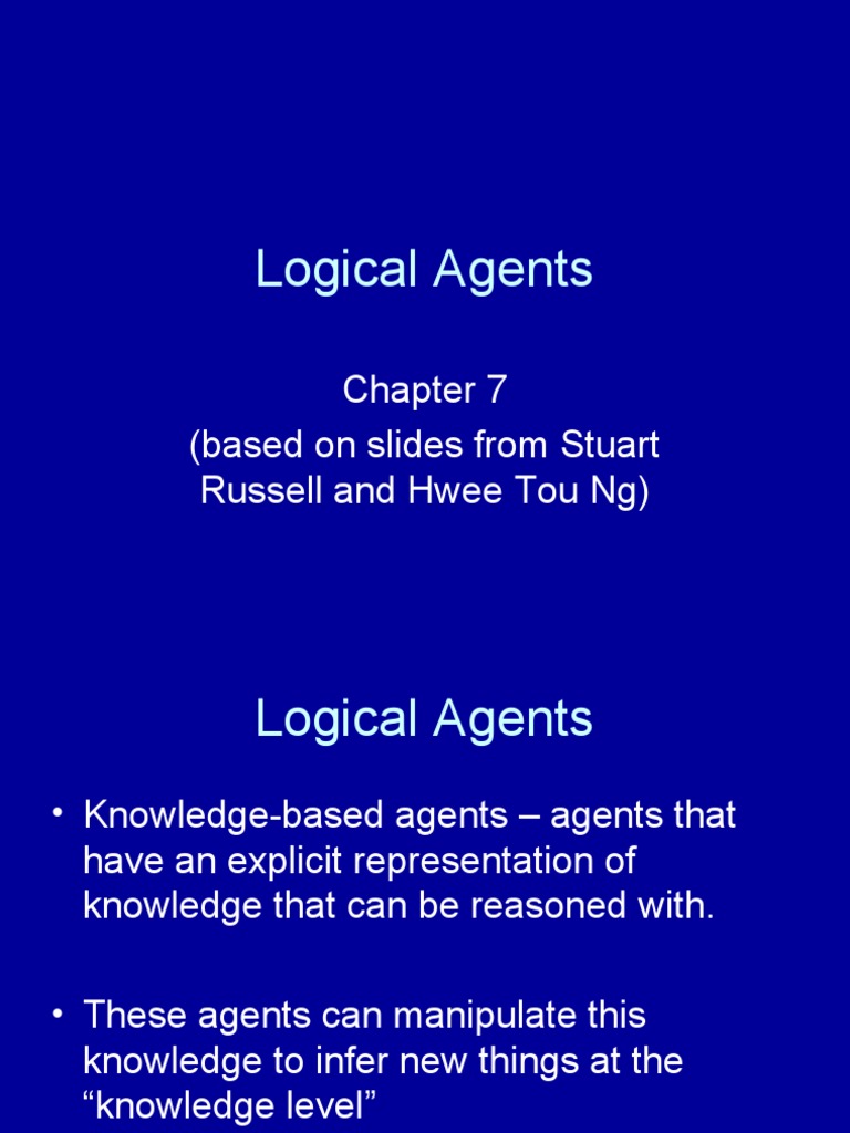 Logical Agents: (Based On Slides From Stuart Russell and Hwee Tou NG) | PDF | Logical ...