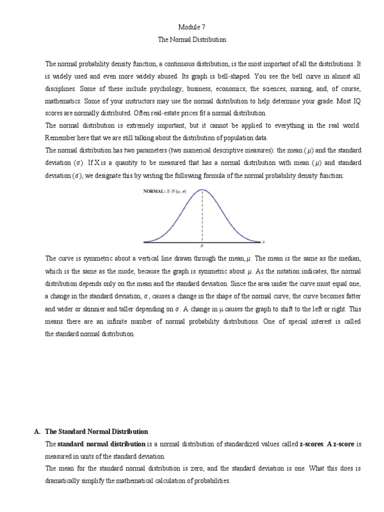 A. The Standard Normal Distribution | PDF | Normal Distribution ...