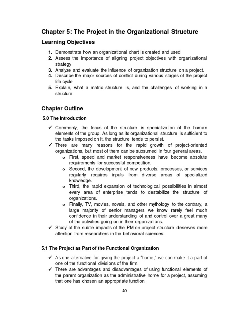 Chapter 5: The Project in The Organizational Structure: Learning ...