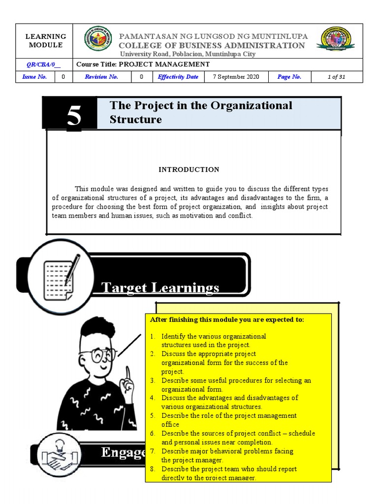 Module 5 - The Project in The Organization Structure | PDF | Learning ...