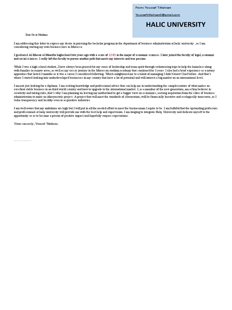 Halic University: Dear Sir or Madame | PDF | Cognition