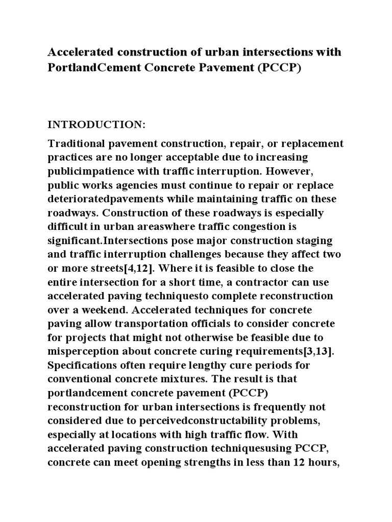 Accelerated Construction of Urban Intersections With Portlandcement ...