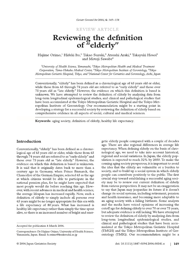 Elderly Definition | PDF