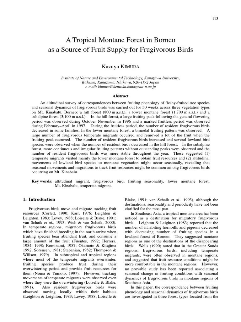 A Tropical Montane Forest in Borneo | PDF | Bird Migration | Forests