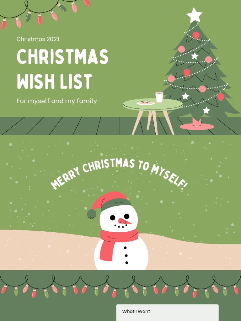 Green and Pink Illustrative Christmas Scene Blank Wish List Christmas ...