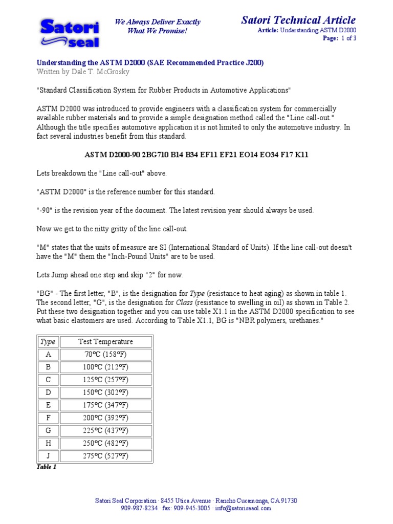 04 Satori Technical Article - ASTM D2000 | PDF | Chemistry | Chemical Product Engineering