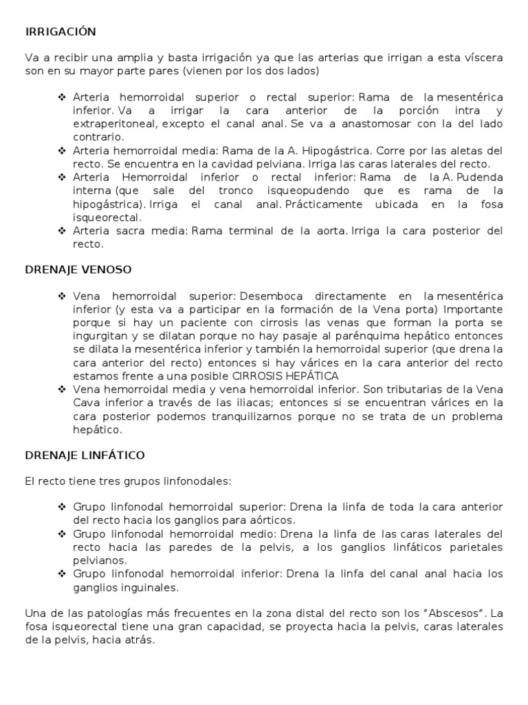 Irrigación y drenaje del recto | PDF | Pelvis | Hígado