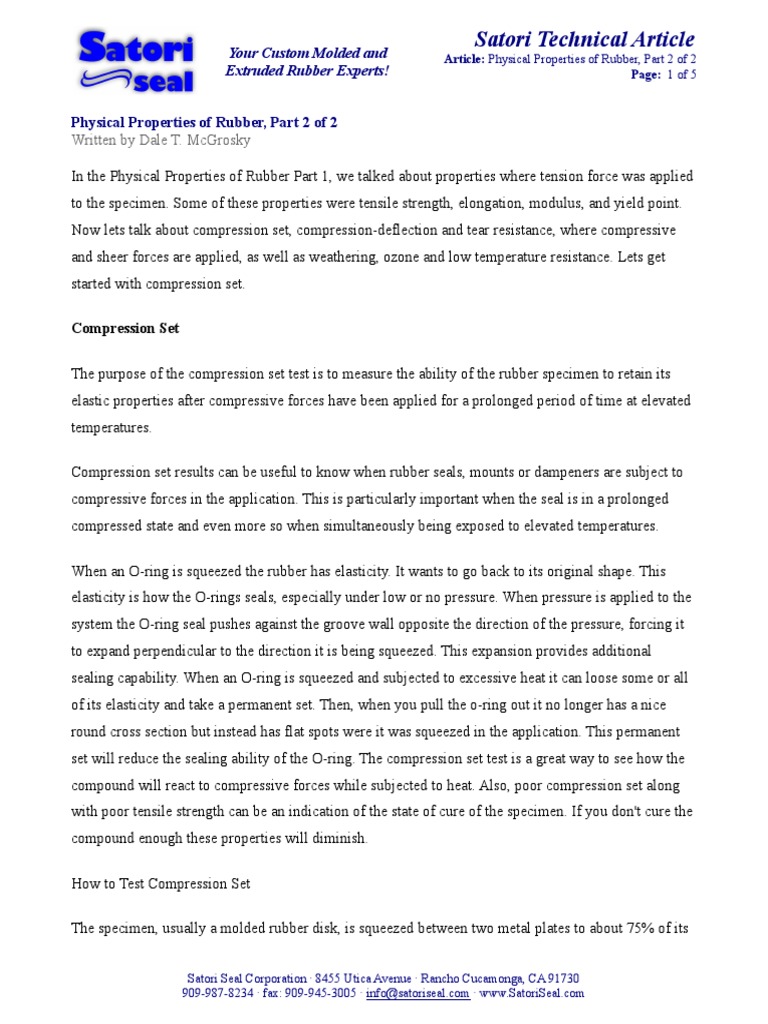 07B Satori Technical Article - Physical Properties of Rubber, Part 2 of 2 | PDF | Fracture ...