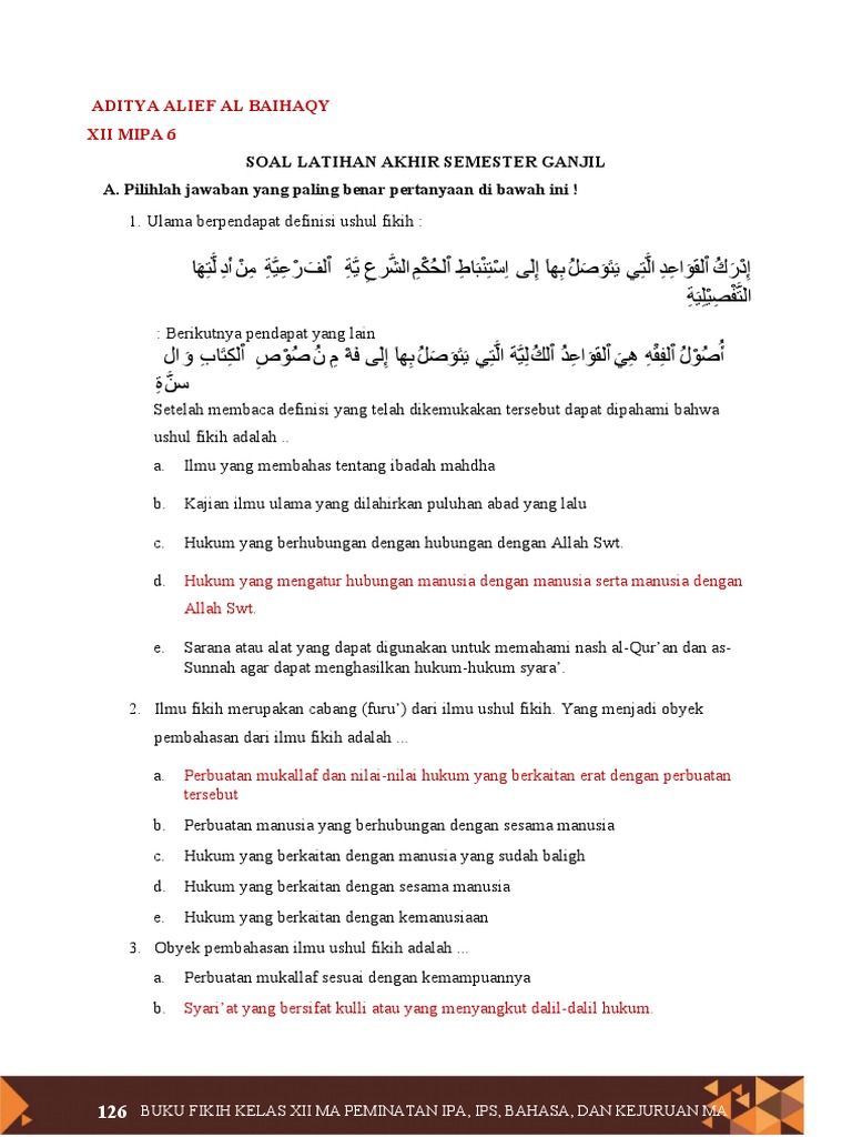 17 - Muhammad Ainur Riziq - Xii Mipa 6 - Tugas Fiqih Soal PAS | PDF ...