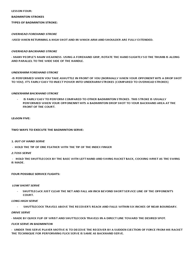 Overhead Forehand Stroke: Badminton Strokes Types of Badminton Stroke ...