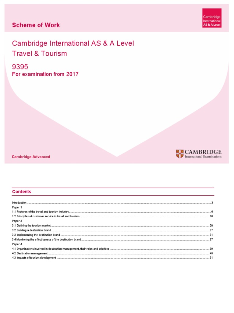 Cambridge International AS & A Level Travel & Tourism 9395: Scheme of ...