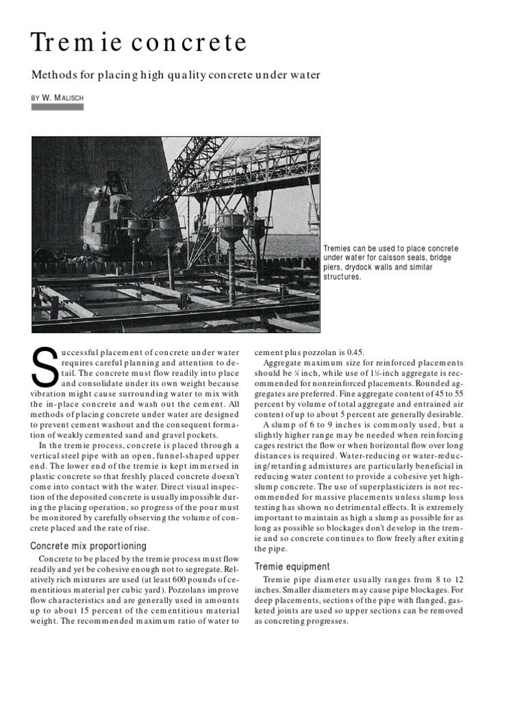 Tremie Concrete | PDF | Concrete | Pipe (Fluid Conveyance)
