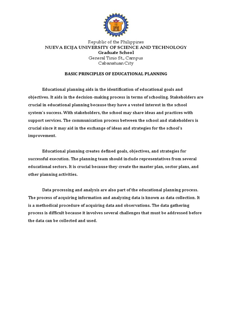 Chapter 3 Basic Principles of Educational Planning | PDF