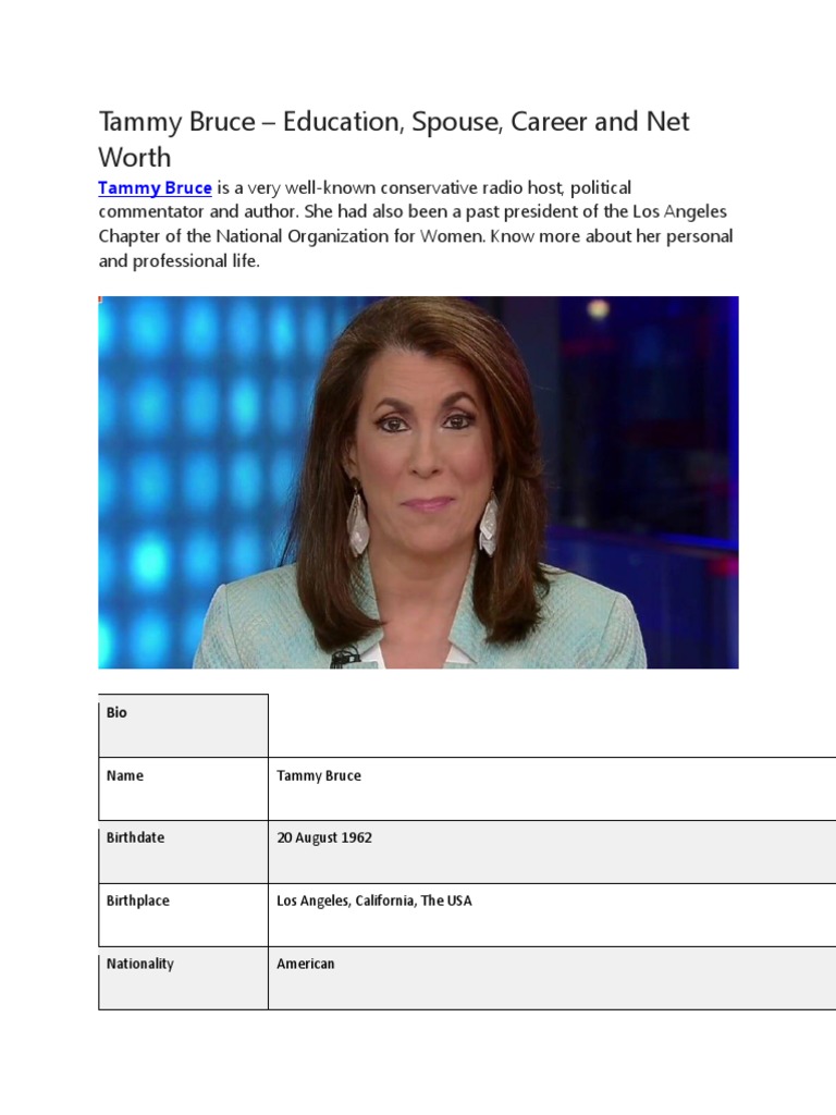 Tammy Bruce: Bio, Career, and Partner | PDF | Mass Media