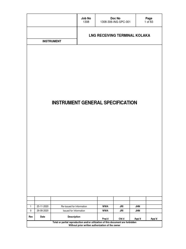 1308-306-INS-SPC-001 - Instrument General Specification Rev.1 | PDF ...