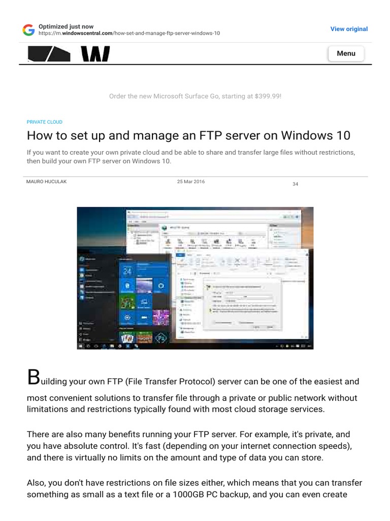 How To Set Up and Manage An FTP Server On Windows 10 Windows Central ...