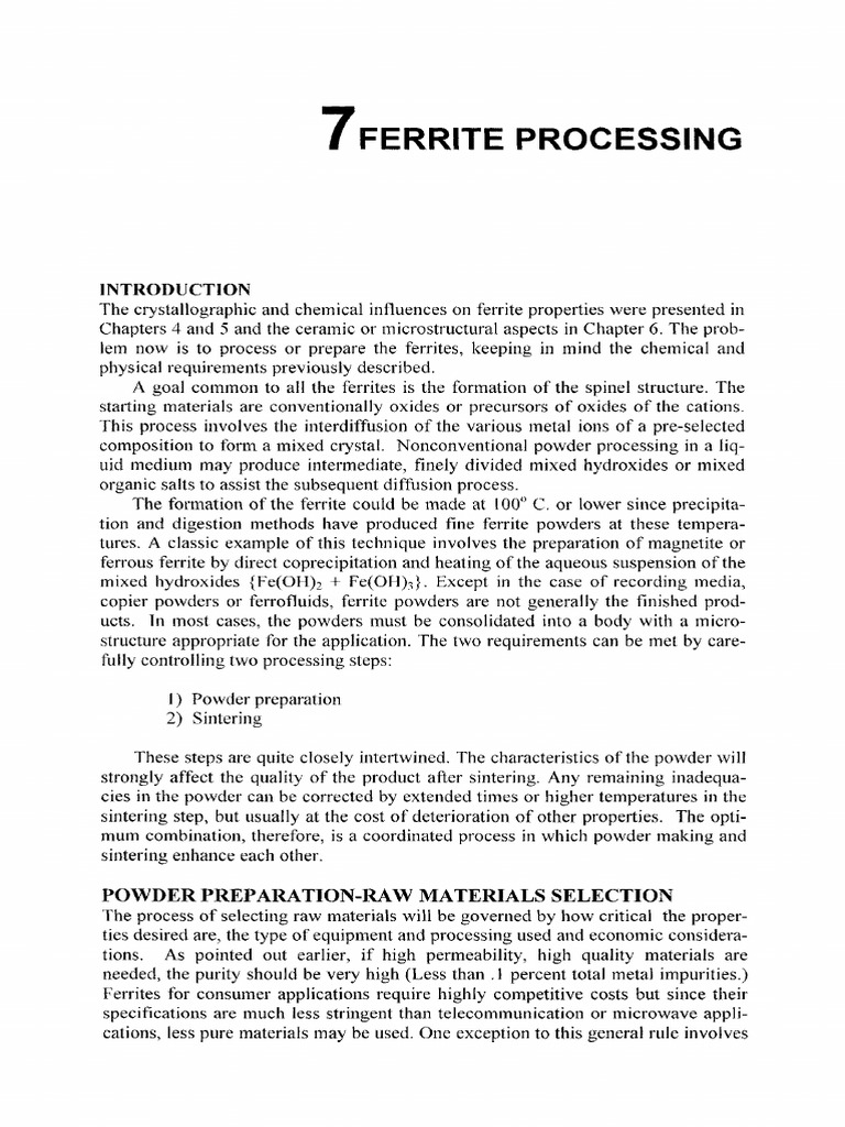 Ferrite Processing: Powder Preparation-Raw Materials Selection | PDF ...