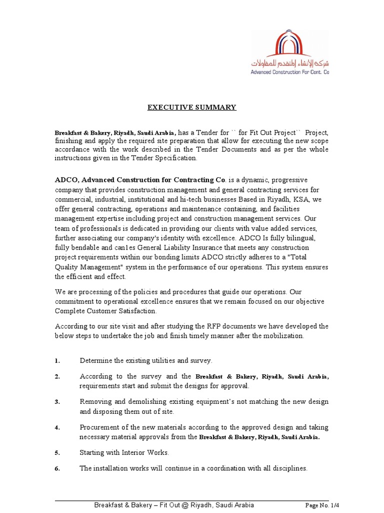 Executive Summary: Breakfast & Bakery, Riyadh, Saudi Arabia | PDF ...