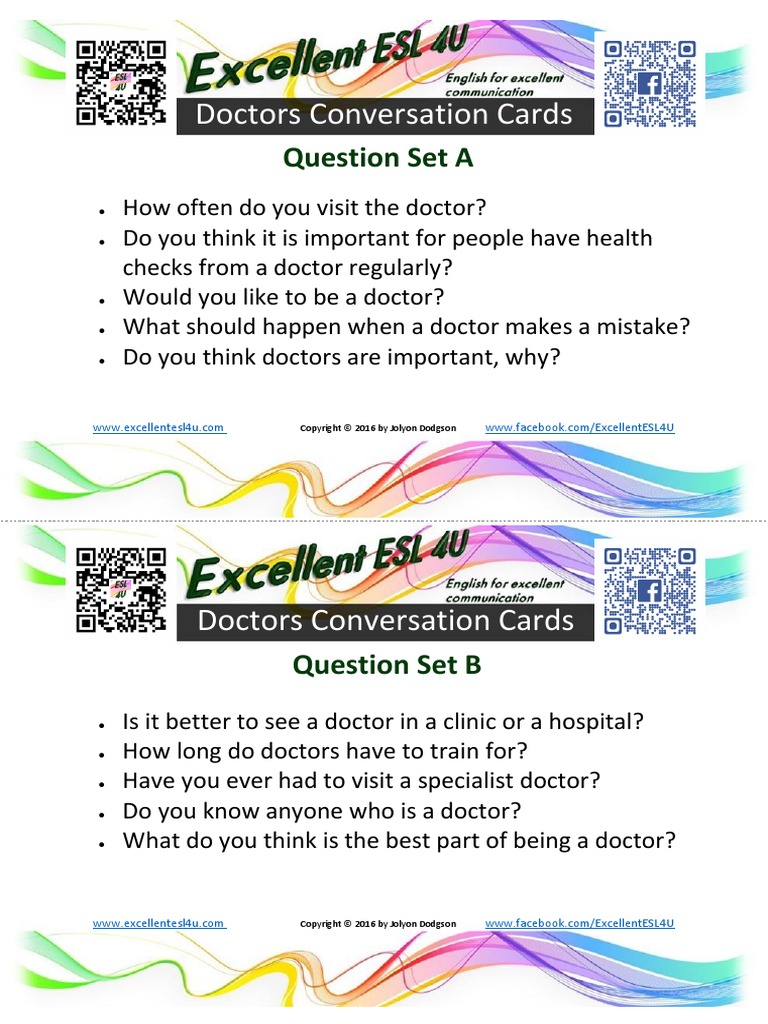 ESL Doctors Conversation Cards | PDF