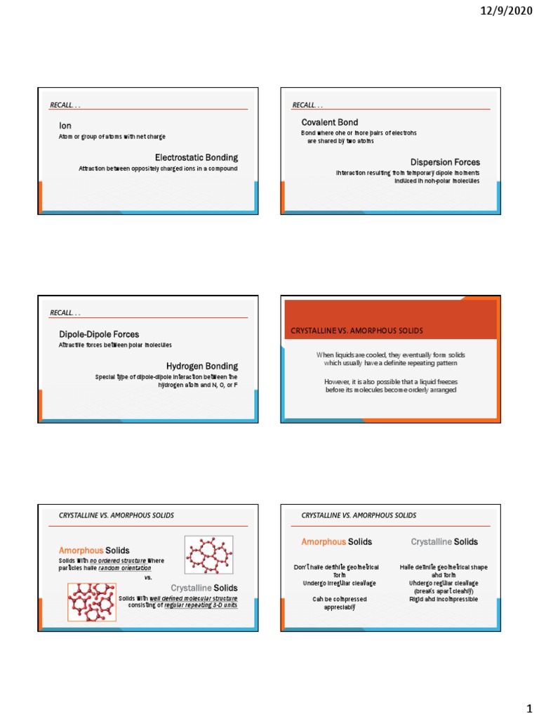 V.1 Chemistry of Engineering Materials Crystalline Solids | PDF ...