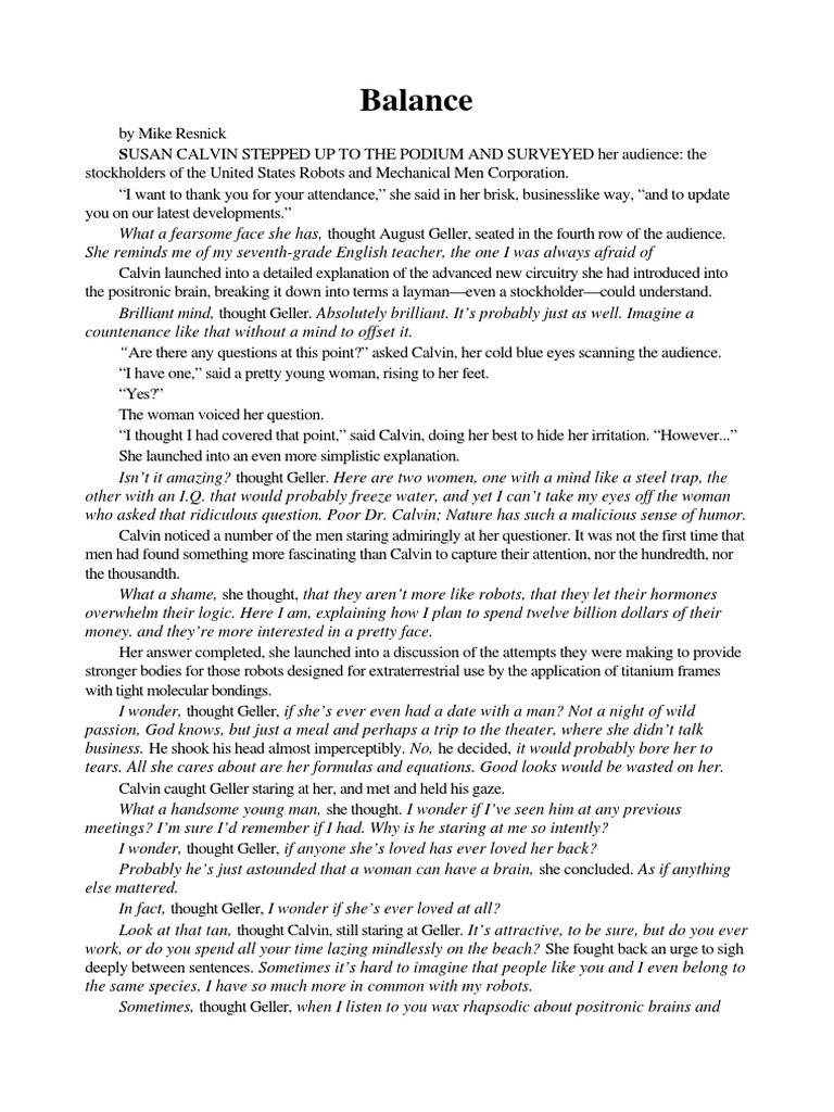 Mike Resnick - Balance | PDF