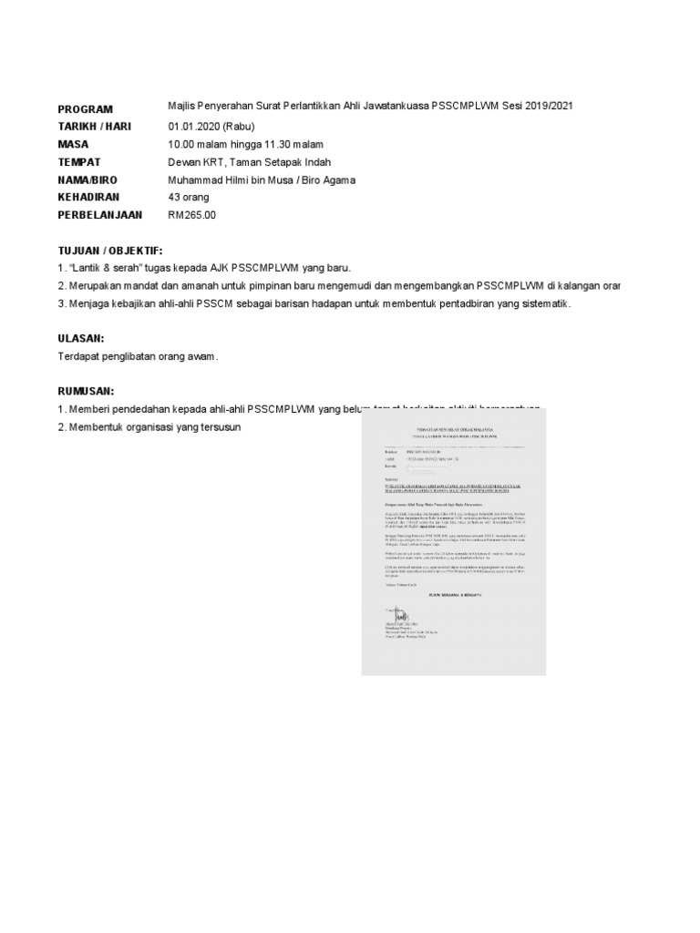 Laporan Ringkas Aktiviti 2020 | PDF