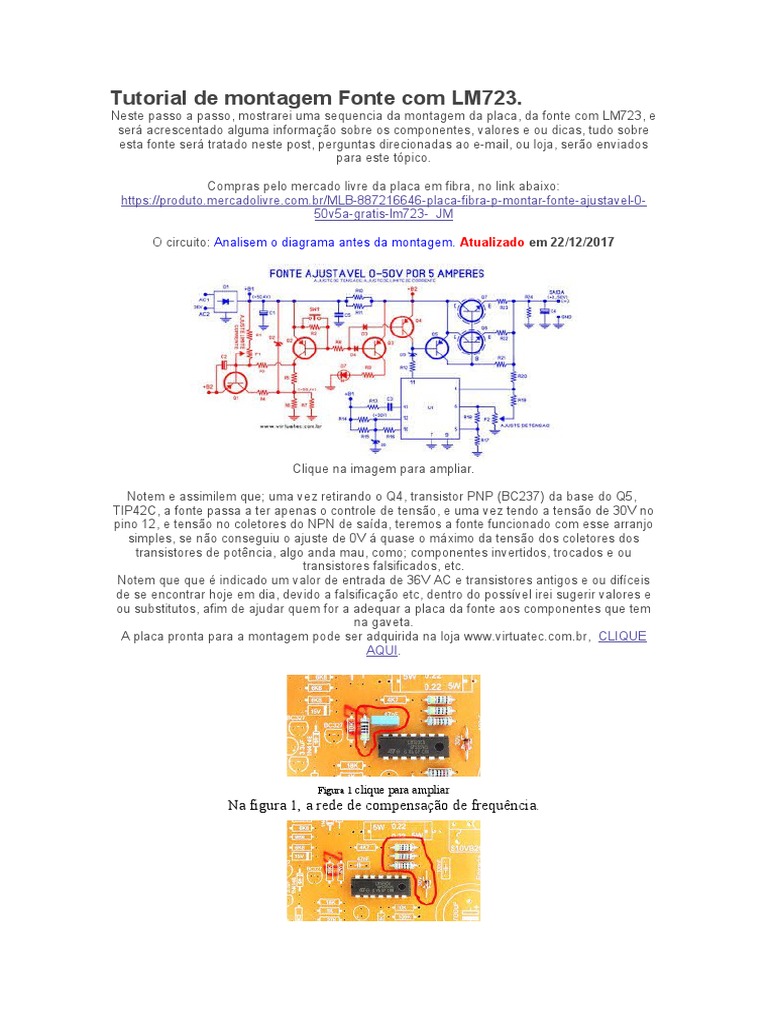 Tutorial de Montagem Fonte Com LM723 | PDF | Resistor | Rede elétrica
