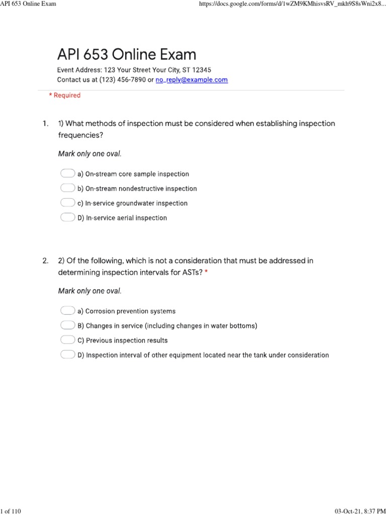 API 653 Online Exam Access | PDF
