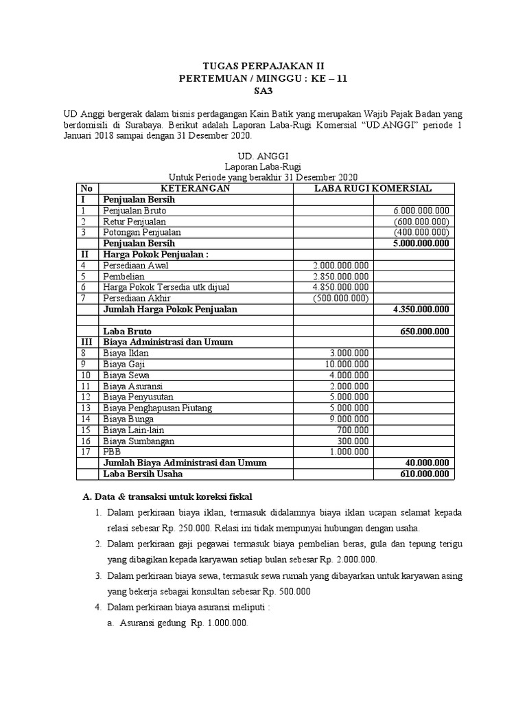 Tugas Perpajakan 2 Pertemuan Ke 11 | PDF | Bisnis | Pengelolaan Keuangan & Uang