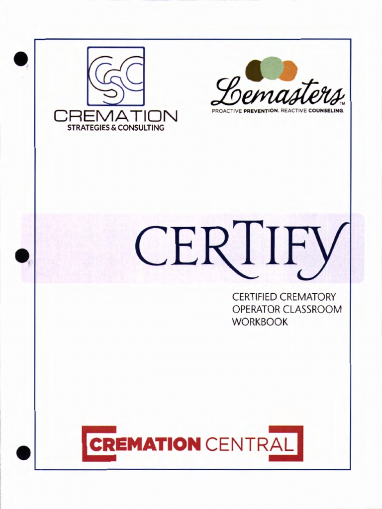 Certified Crematory Operator Classroom Workbook | PDF | Cremation | Burial