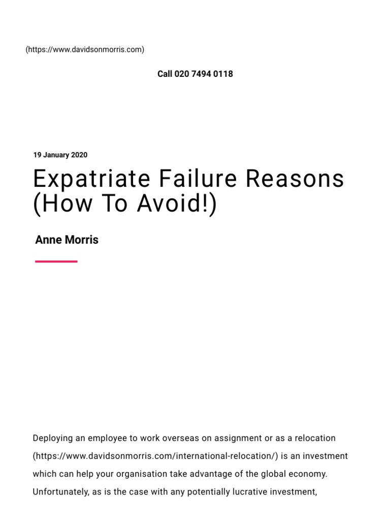 Expatriate Failure Reasons (How To Avoid!) - DavidsonMorris | PDF ...
