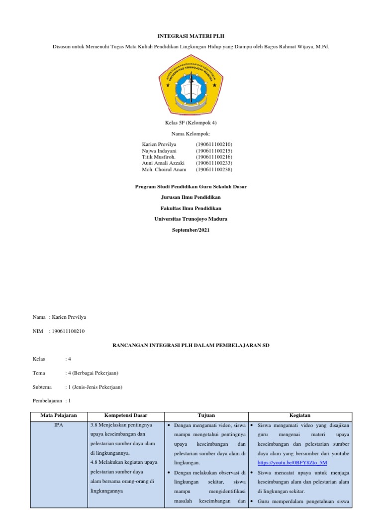 Kel4 - Integrasi Materi PLH | PDF | Sains & Matematika